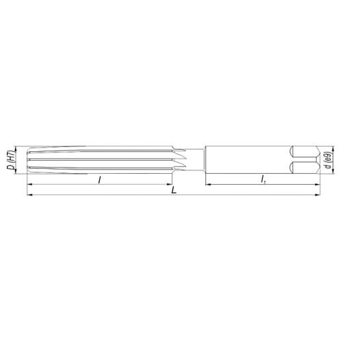 Hand reamer H7, DIN 206, form A - straight fluted, HSS