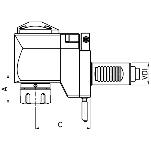 Radial drilling milling head DIN 5480, angular, offset, R