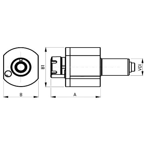 Axial drilling and milling head, DIN 5480, straight
