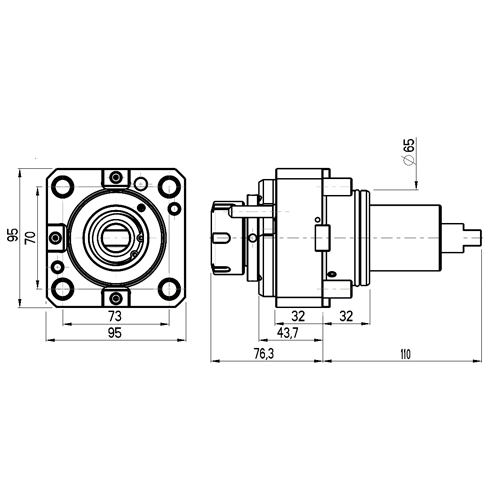 Axial drilling and milling head BMT 65, EMAG (110 mm)
